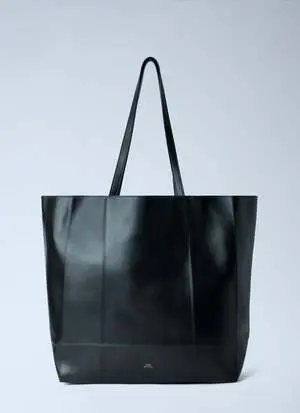 TOTEME Large Leather Tote Bag - Black