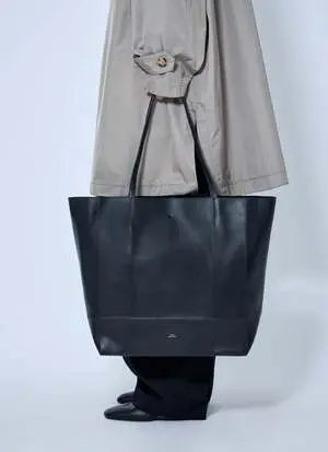 TOTEME Large Leather Tote Bag - Black
