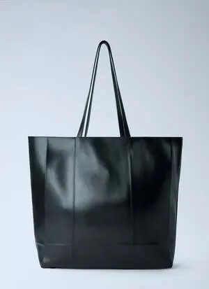 TOTEME Large Leather Tote Bag - Black