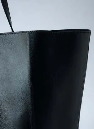 TOTEME Large Leather Tote Bag - Black