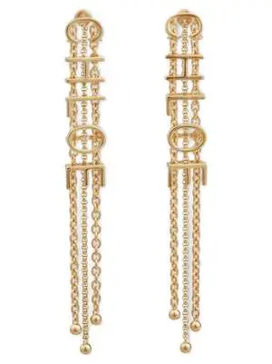 Chloé Lettering Pendant Earrings - Gold