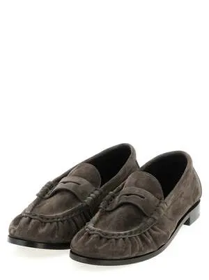 Saint Laurent Le Loafer' Suede Moc Toe Loafers - Brown