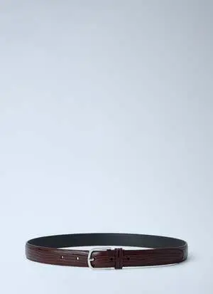 TOTEME Slim Lizard-embossed Leather Belt - Brown