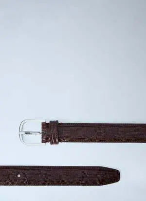 TOTEME Slim Lizard-embossed Leather Belt - Brown