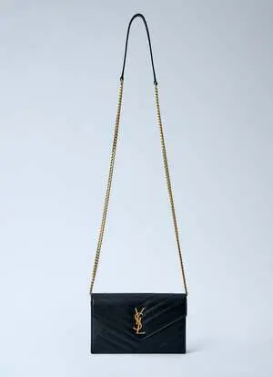 Saint Laurent Cassandre Chain Wallet - Black