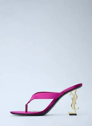 Saint Laurent Opyum Satin Thong Mule Sandals