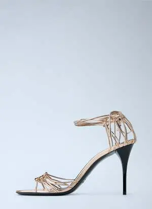 Saint Laurent Metallic Leather Stiletto Sandals