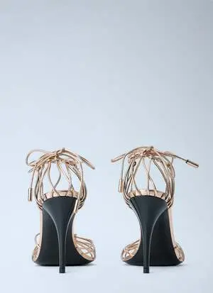 Saint Laurent Metallic Leather Stiletto Sandals