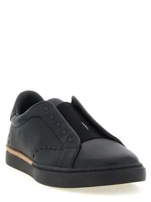 Fendi Calfskin Leather Lace-up Sneakers - Black