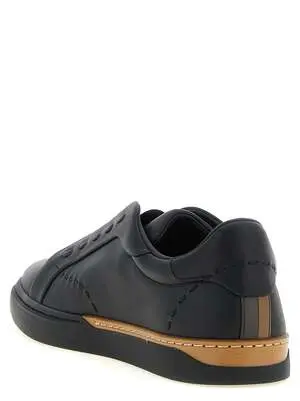 Fendi Calfskin Leather Lace-up Sneakers - Black