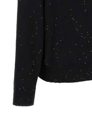 Brunello Cucinelli Cashmere Silk V-neck Sequined Sweater