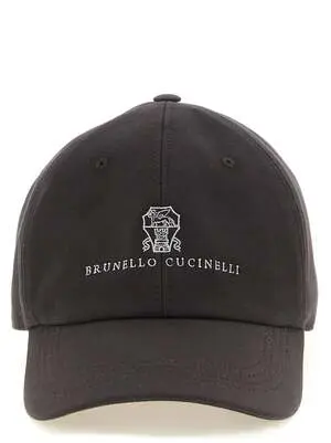 Brunello Cucinelli Baseball Cap With Embroidered Logo - Brown