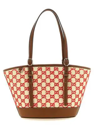 Gucci Small Woven Shopping Bag With Monogram Pattern - Multicolor
