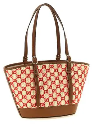 Gucci Small Woven Shopping Bag With Monogram Pattern - Multicolor