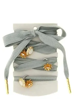 GOLDEN GOOSE Skin Vintage' Shoelaces With Embellishments - Gray