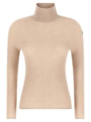 Moncler Textured Wool Ribbed Turtleneck Sweater - Cream