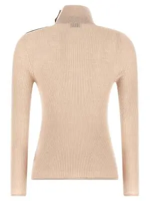 Moncler Textured Wool Ribbed Turtleneck Sweater - Cream
