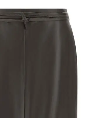Alberta Ferretti Paneled Leather Midi Skirt With Logo Detail - Brown