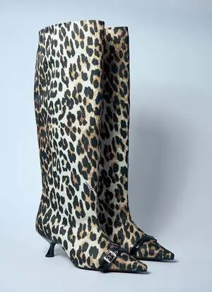 GANNI Leopard Print High Shaft Boots