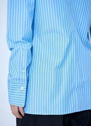 TOTEME Striped Cotton Poplin Shirt - Blue