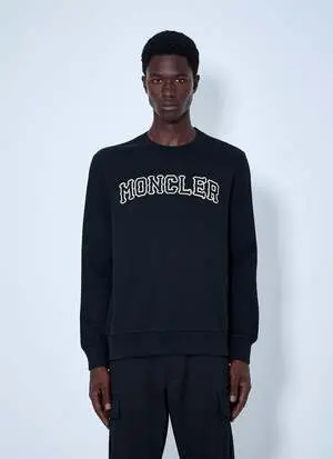 Moncler Cotton Logo Motif Crewneck Sweatshirt - Black