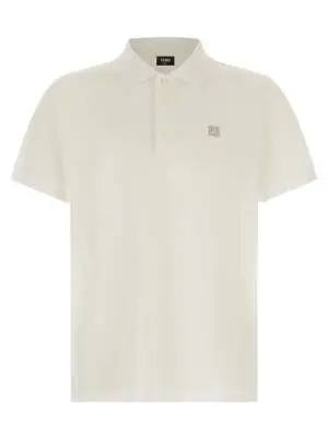 Fendi Ff Metallic Logo Polo Shirt - White