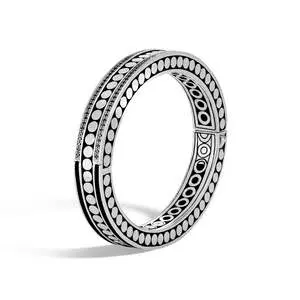 John Hardy Hinged Bangle In With Black Spinel - Silver