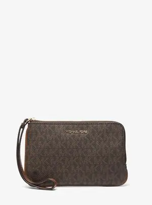 Michael Kors Jet Set Travel Small Signature Logo Wristlet - Brown