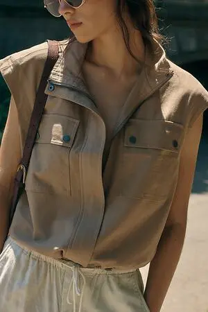 Avec Les Filles Cropped Cargo Vest Jacket