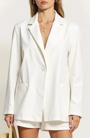 MODENAIRE Single Button Blazer And Matching Elastic Waist Short Outfit Set