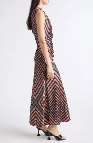 Staud Phara One-shoulder Geometric Print Stretch Silk Dress - Studio
