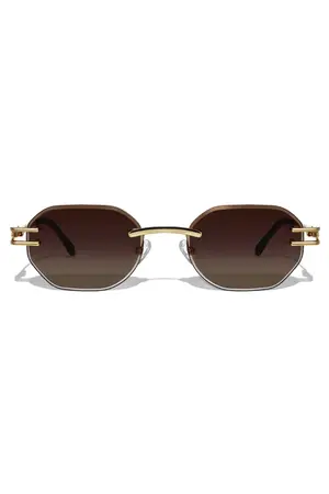 COSSINO Emil Rimless Oval Sunglasses - Brown