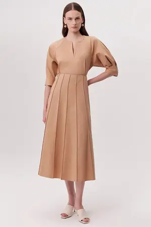 EXQUISE Karlie Fitted Multi Panel Flared Midi Skirtt