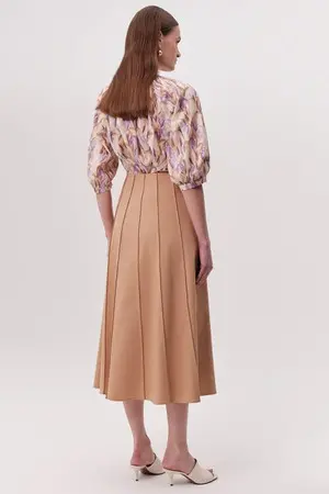 EXQUISE Karlie Fitted Multi Panel Flared Midi Skirtt