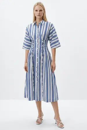EXQUISE Deryll Tie Detail Regular Midi Dress