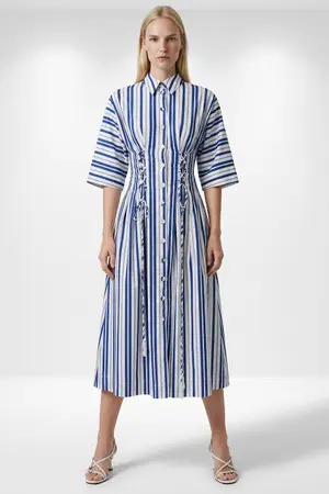 EXQUISE Deryll Tie Detail Regular Midi Dress