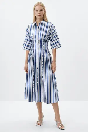 EXQUISE Deryll Tie Detail Regular Midi Dress