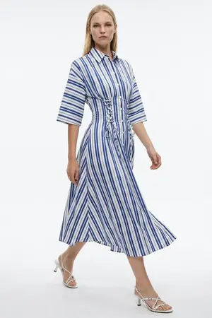 EXQUISE Deryll Tie Detail Regular Midi Dress