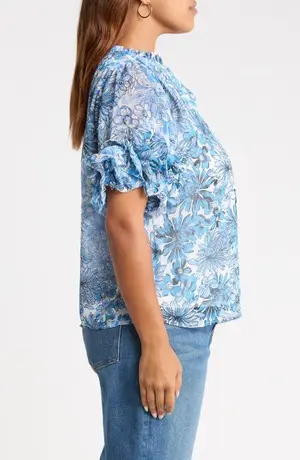 SUGARLIPS Tierra Ruffle Floral V-neck Top