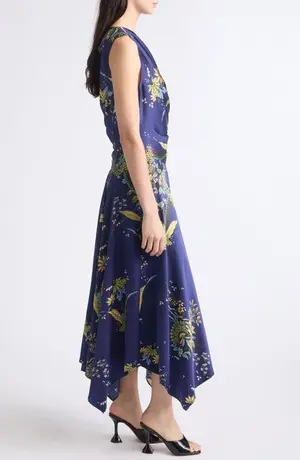 Staud Portia One-shoulder Printed Silk Maxi Dress
