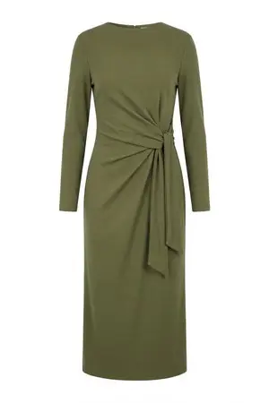 EXQUISE Crew Neck Long Sleeve Knit Midi Dress