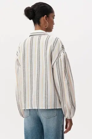 EXQUISE Bernyce Shirt Collar Long Sleeve Cotton Shirt