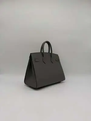 Hermès Birkin 25cm Sellier Gris Meyer Madame Leather Gold Hardware - Grey