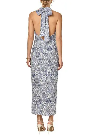 English Factory Printed Cutout Halter Maxi Dress