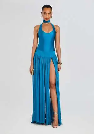 SHANI SHEMER Meadow Maxi Skirt - Blue Teal