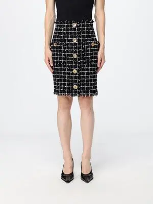 Balmain Checked Skirt - Black