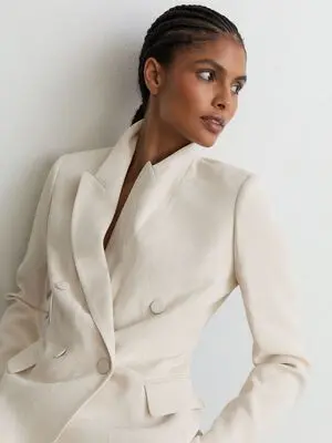 REISS Ottie Double-breasted Jacquard Blazer