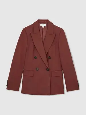 REISS Solene Petite Wool-blend Double-breasted Suit Blazer