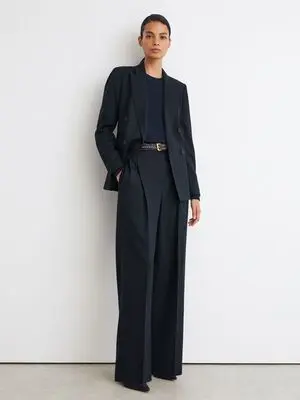 REISS Solene Petite Wool-blend Double-breasted Suit Blazer - Navy