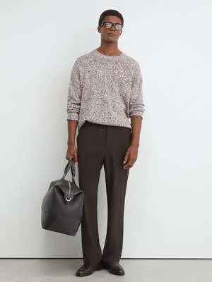 REISS Norwood Cotton-blend Marled Relaxed Jumper - White/camel